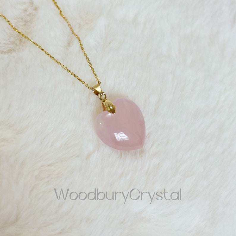 Natural Rose Quartz Necklacedainty Rose Quartz Heart Necklace - Etsy