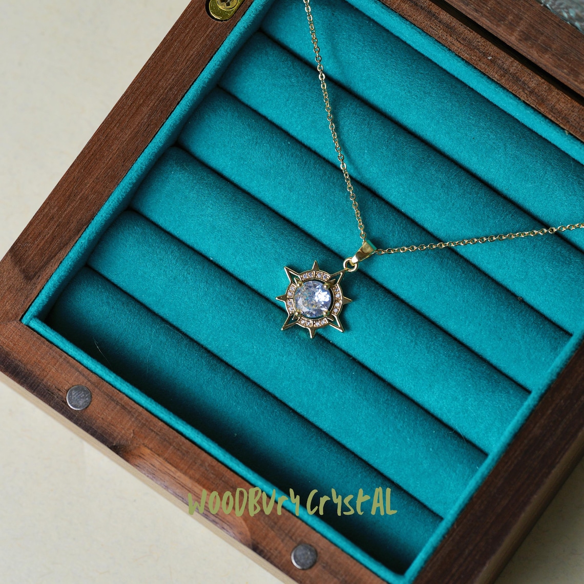 Delicate Sun Symbol Gold Necklace| Brilliant Cut Stone Necklace |solar ...