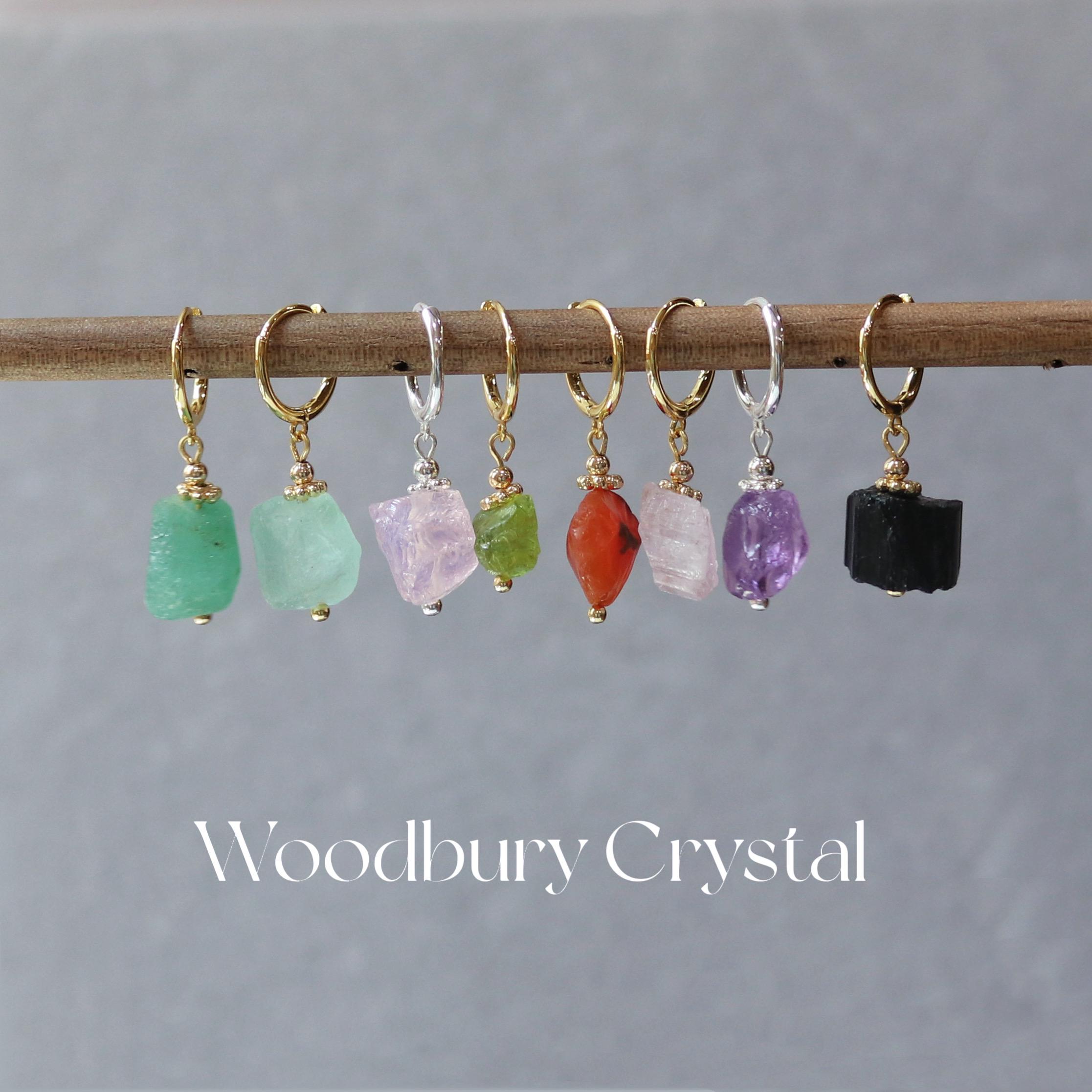 Natural Raw Stone Crystal Hoop Earring | Dainty Sterling Silver Earring ...