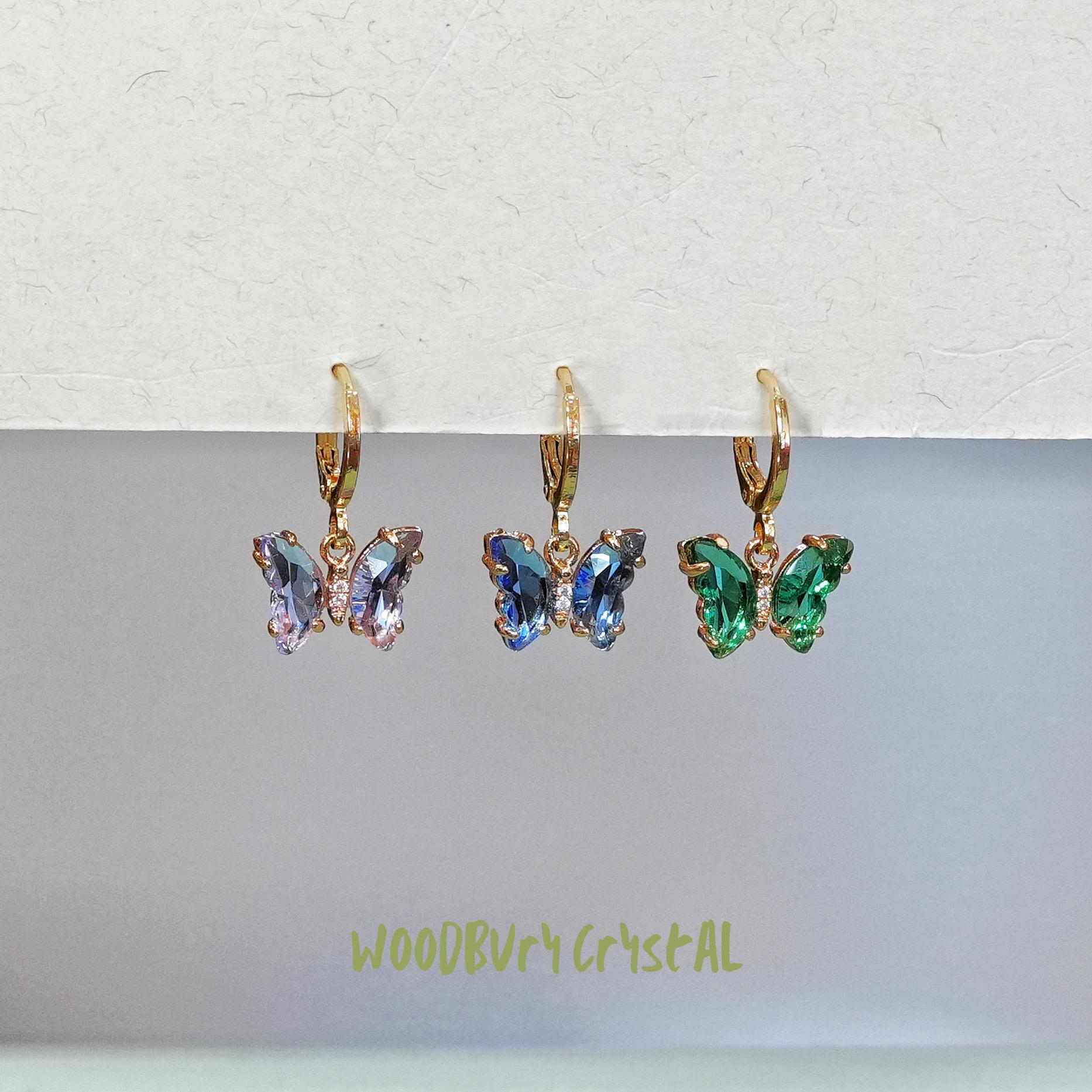 Dainty Butterfly Hoops Earrings | Cute Gift Gold Earring | Colorful ...