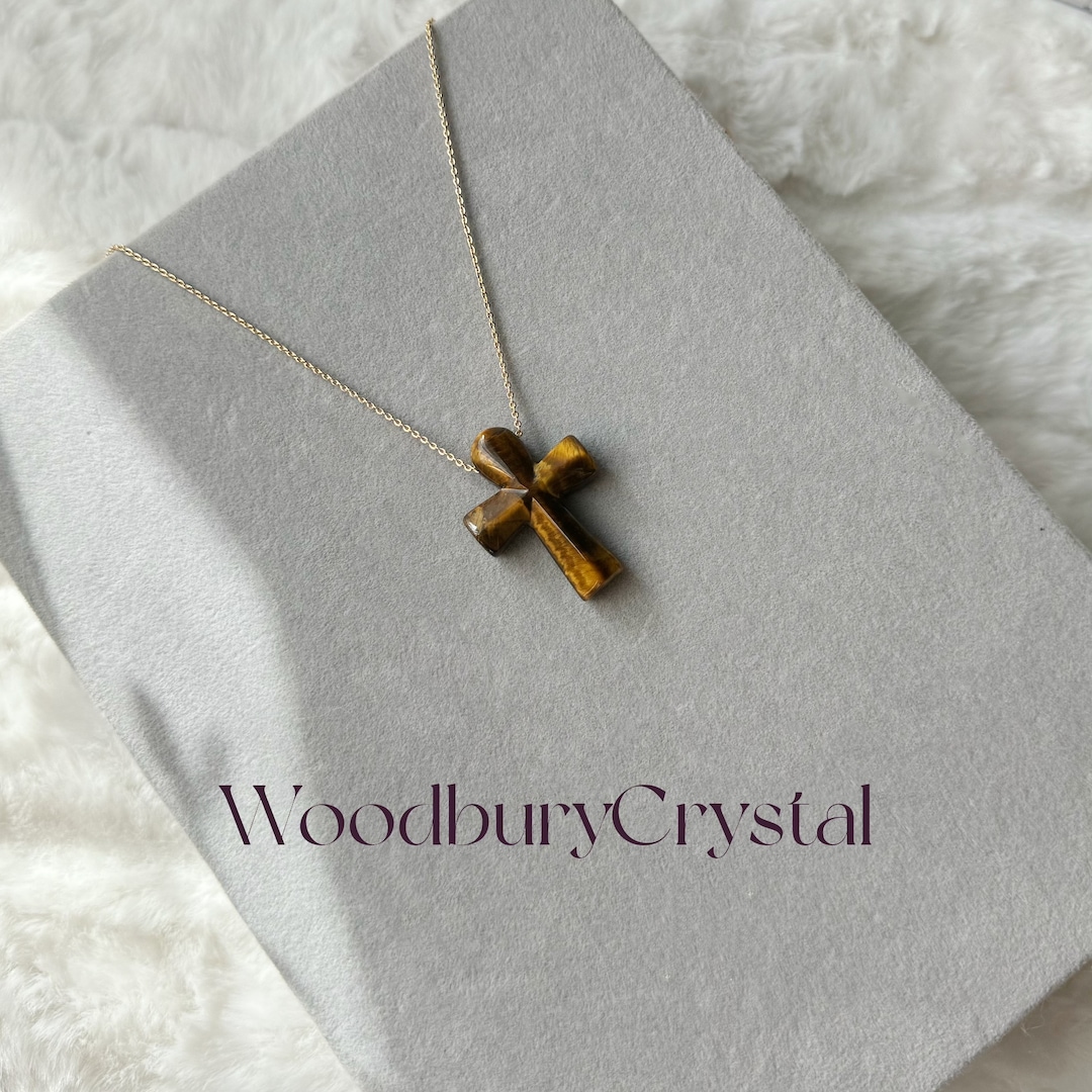 Natural Tigers Eye Necklace|tigers Eye Cross Pendant |925 Sterling ...