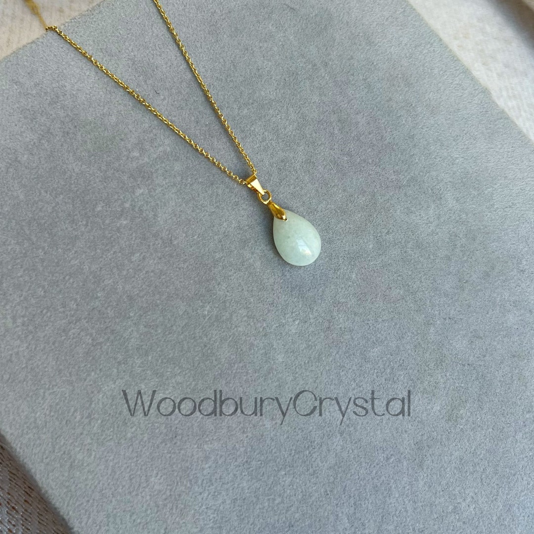 Natural Jade Gemstone Necklace| High Quality Jade Teardrop Necklace ...