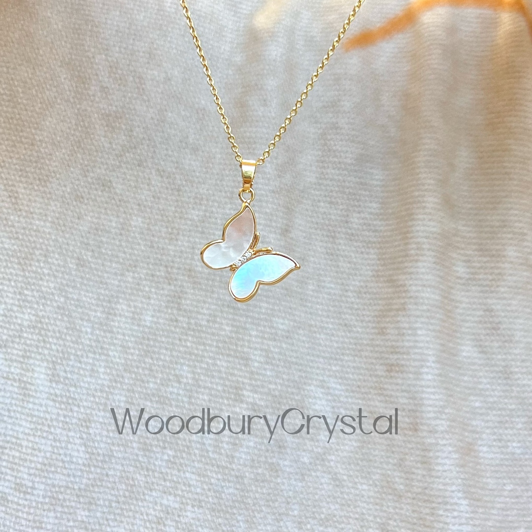 Dainty Butterfly Necklace |mother of Pearl Necklace| Pendant Necklace ...