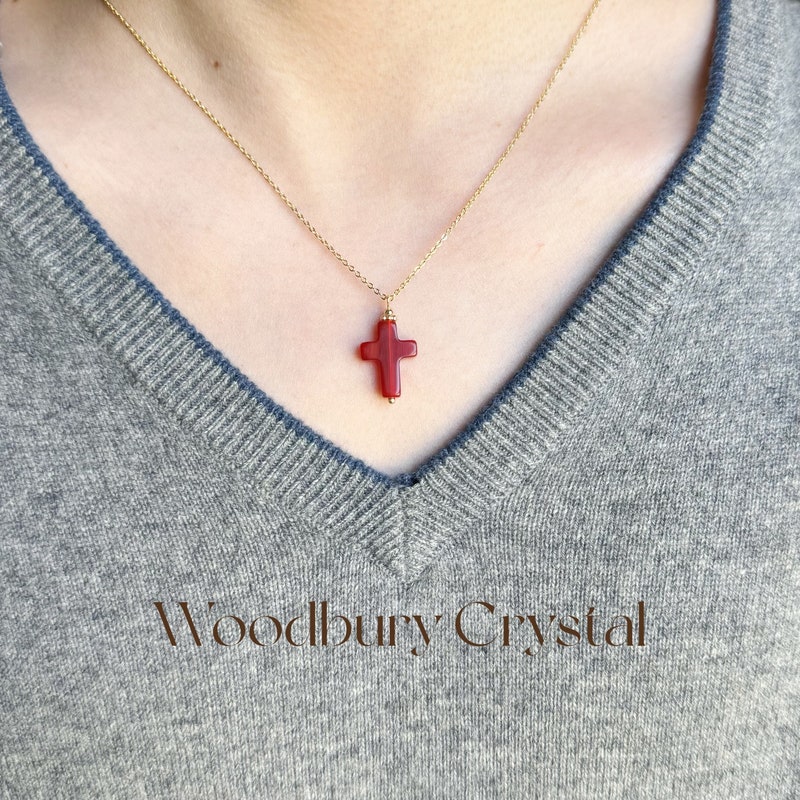 Red Cross Beaded Necklace - Etsy