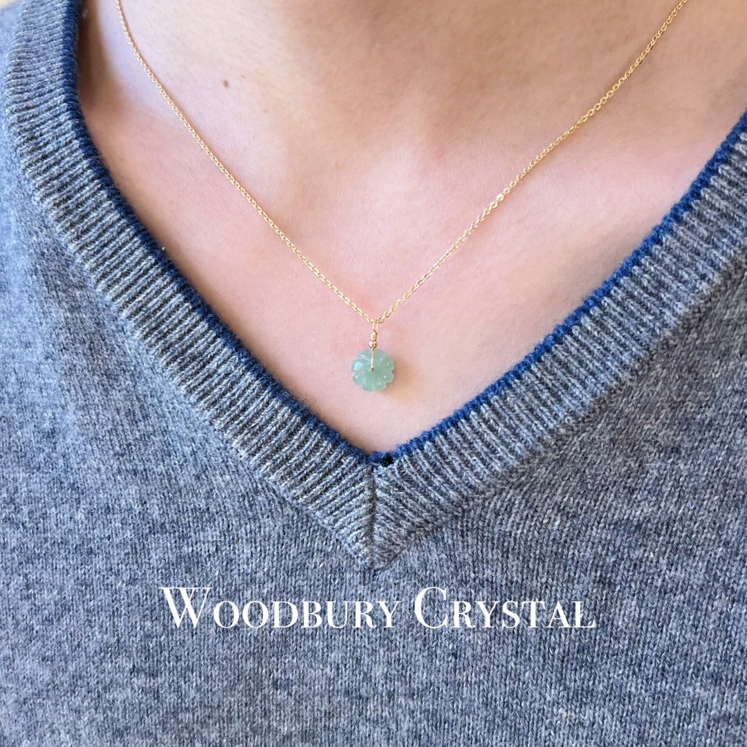 Green Aventurine Flower Necklace |natural Green Aventurine Jewelry ...