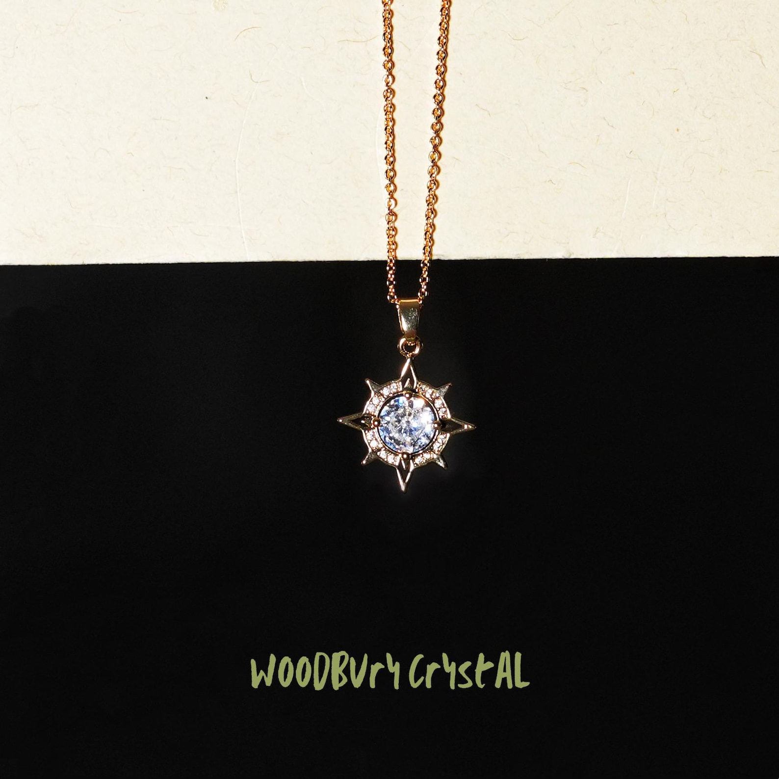 Delicate Sun Symbol Gold Necklace| Brilliant Cut Stone Necklace |solar ...