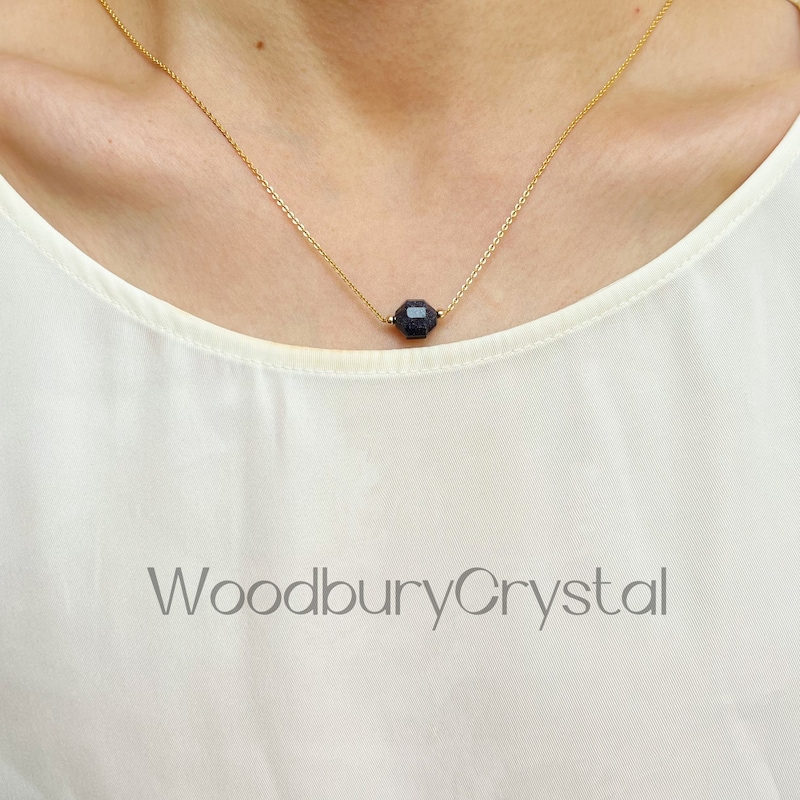 Blue Sandstone Dainty Necklace - Etsy
