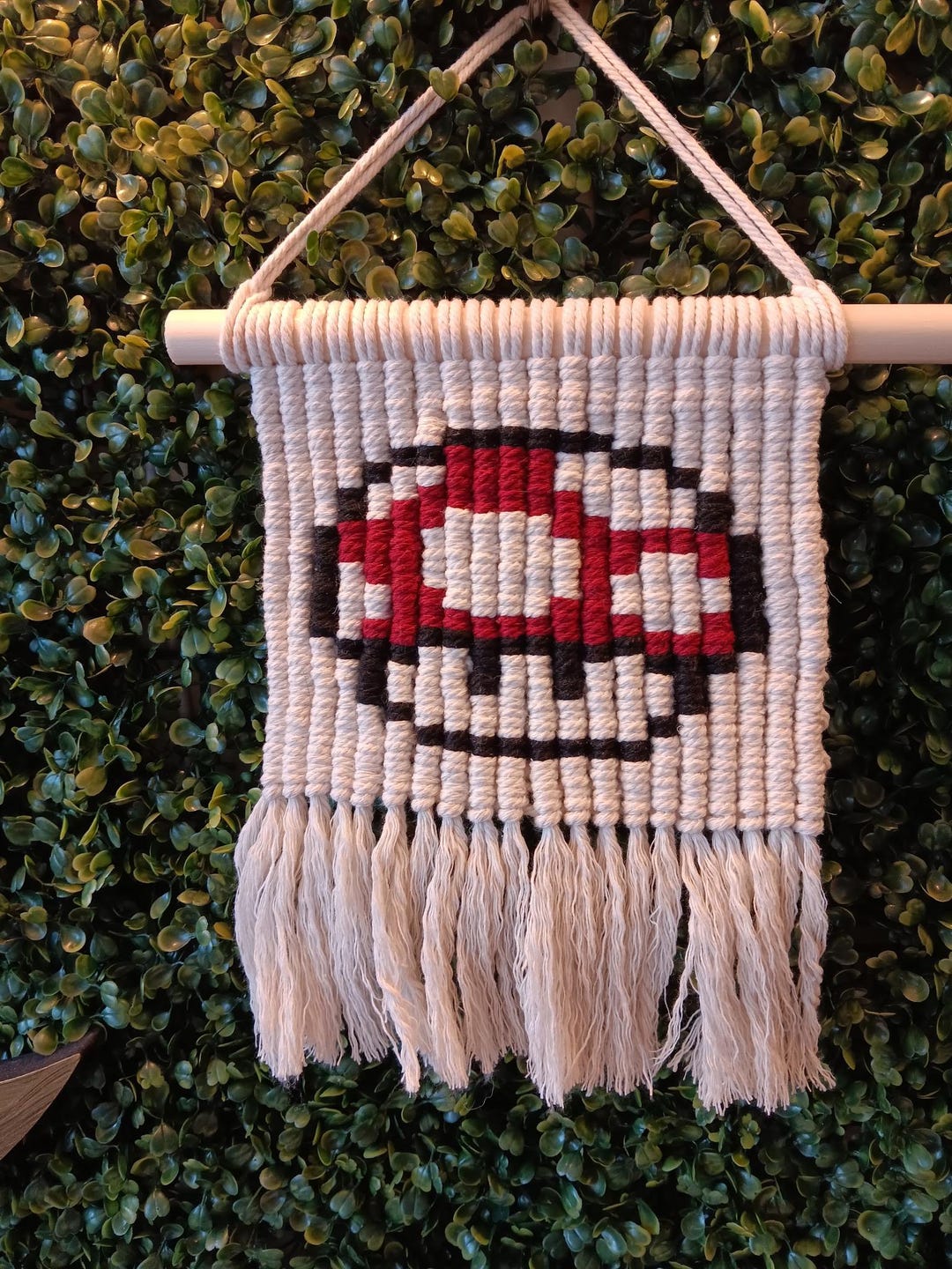 Macrame Pixel Art Red Mario Mushroom Wall Hanging Tapestry - Etsy