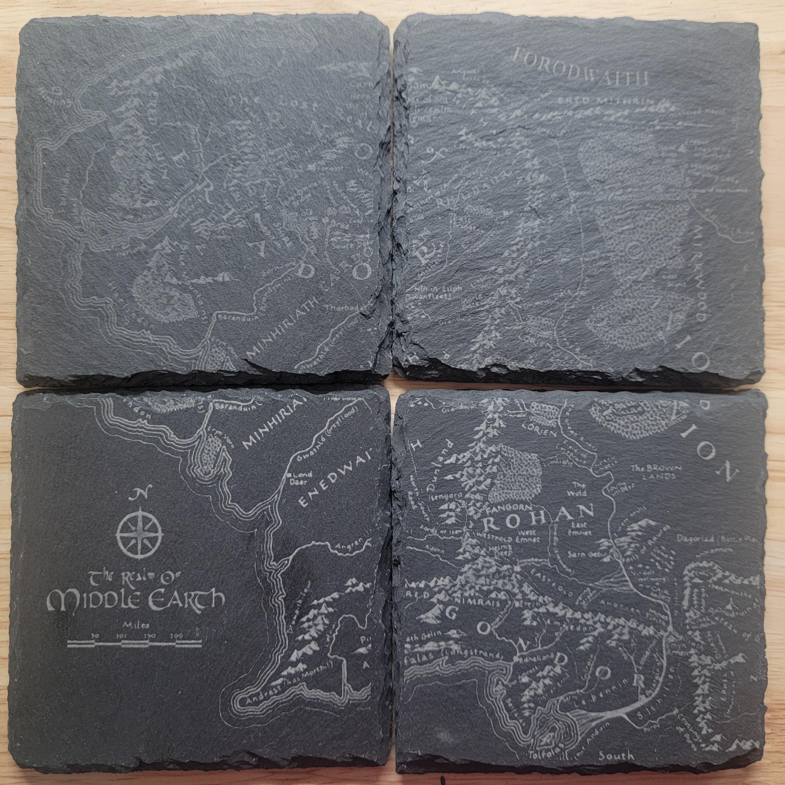 Middle Earth Map LOTR Stone Coasters - Etsy