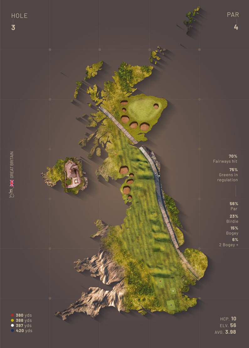 Great Britain Map Golf Course Hole. Sports Photo Collage. Download ...