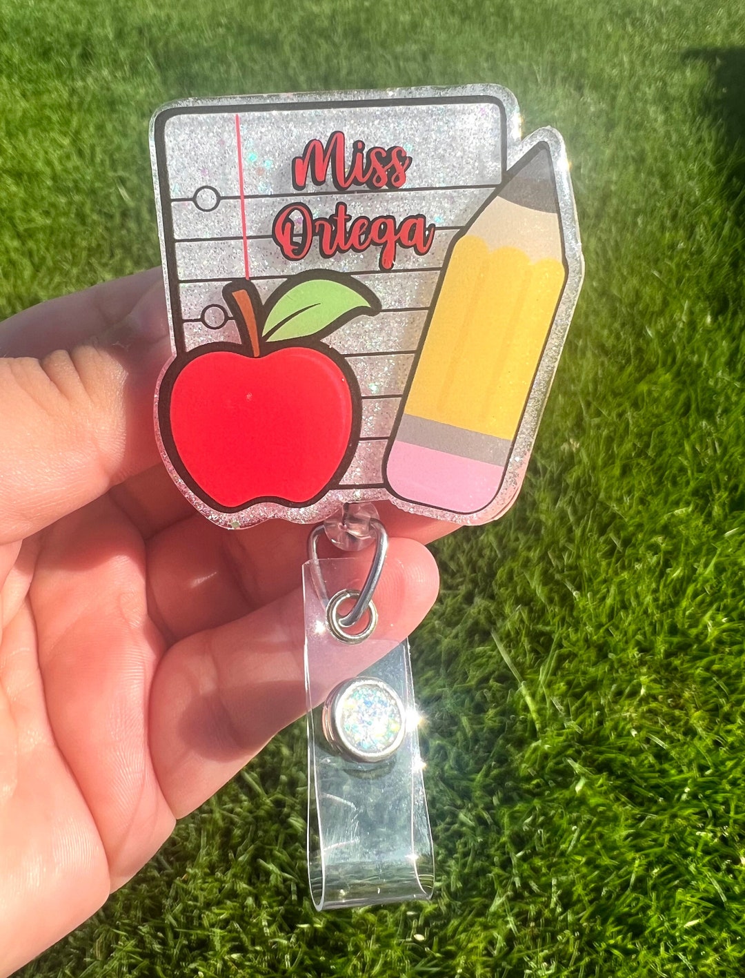 Notebook Paper Badge Reel Paper Badge Reel Custom Badge Reel Teacher ...