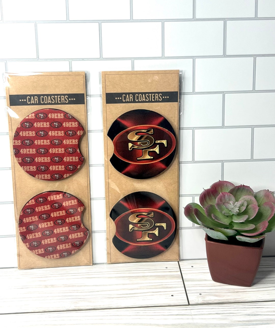 Car Coaster San Francisco 49ers L 2 Piece Coaster Set L Gift for 49ers ...