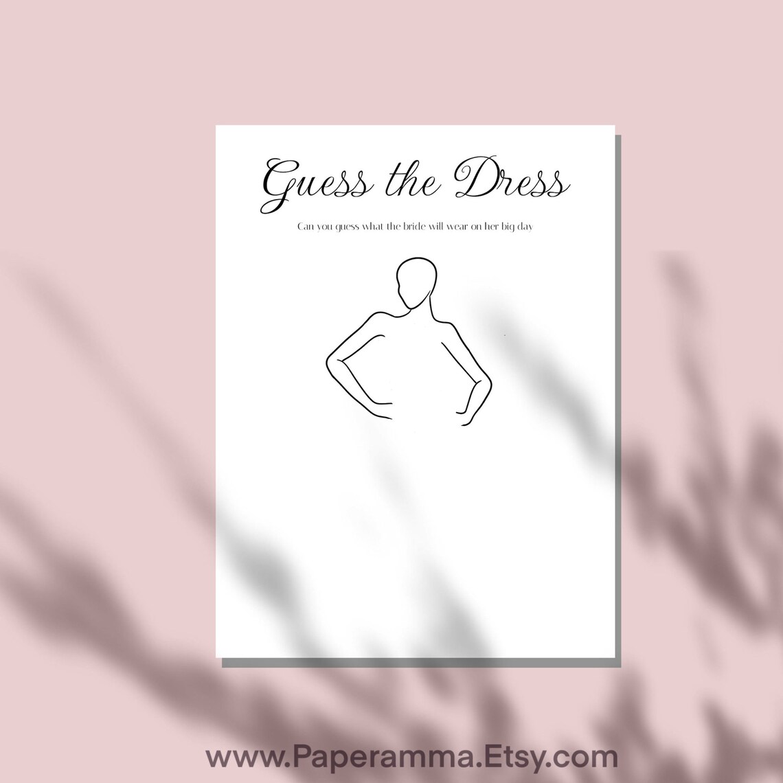 Guess the Dress Bridal Shower Wedding Printable Game - Etsy