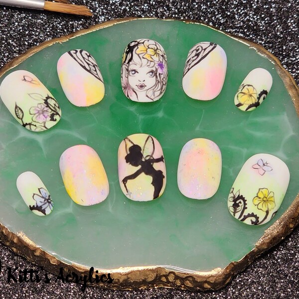 Tinkerbell Nails - Etsy