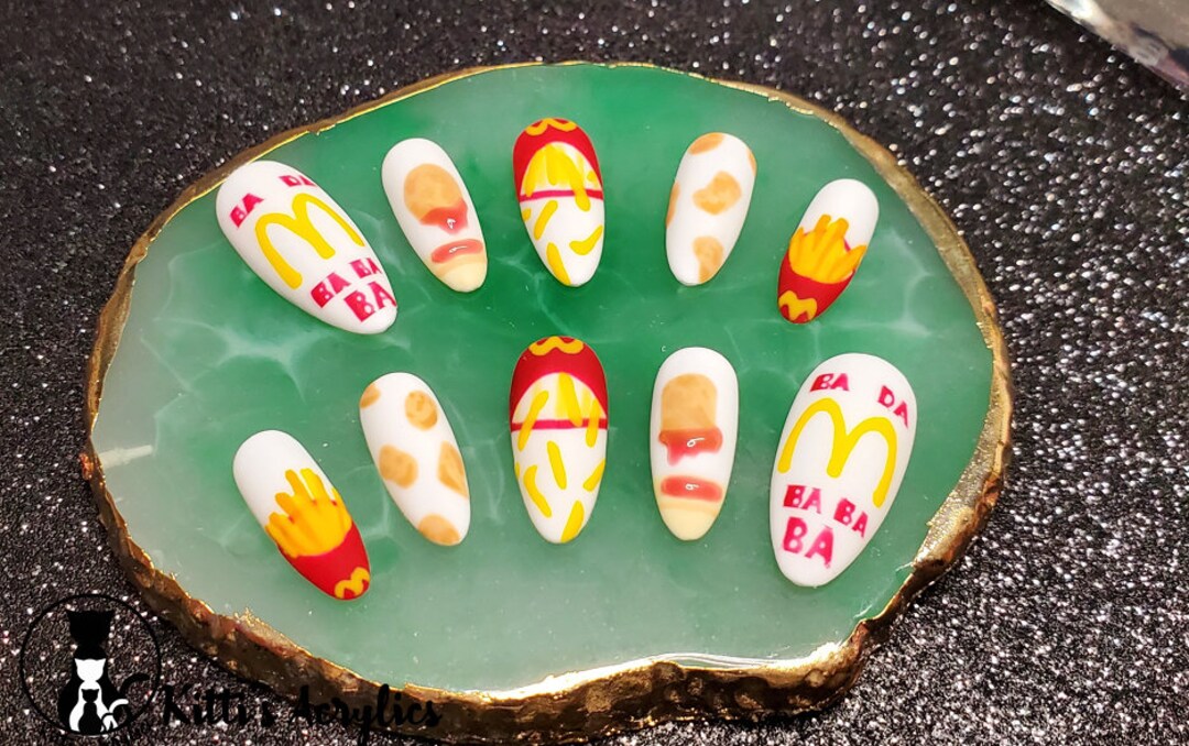 Silly Food Nails Mcdonalds Inspired Nuggets and Fries Matte - Etsy