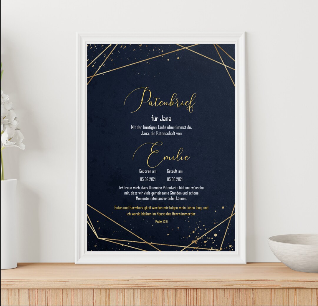 Godparent Letter Godfather Certificate Baptism Gift Customizable Gift ...