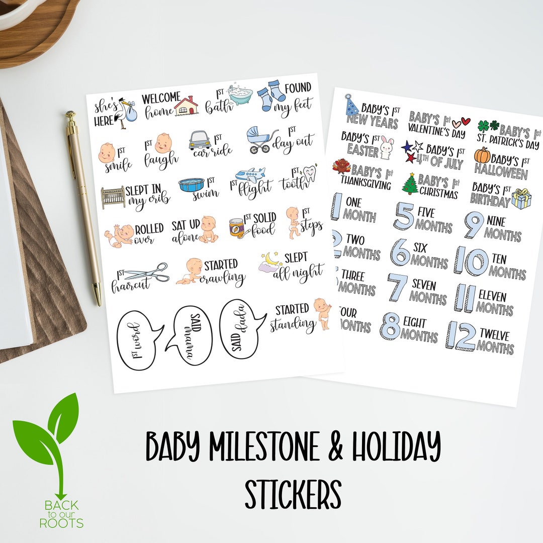Baby Milestone Sticker Set | CUSTOMIZABLE | Photo Album | Scrapbook ...