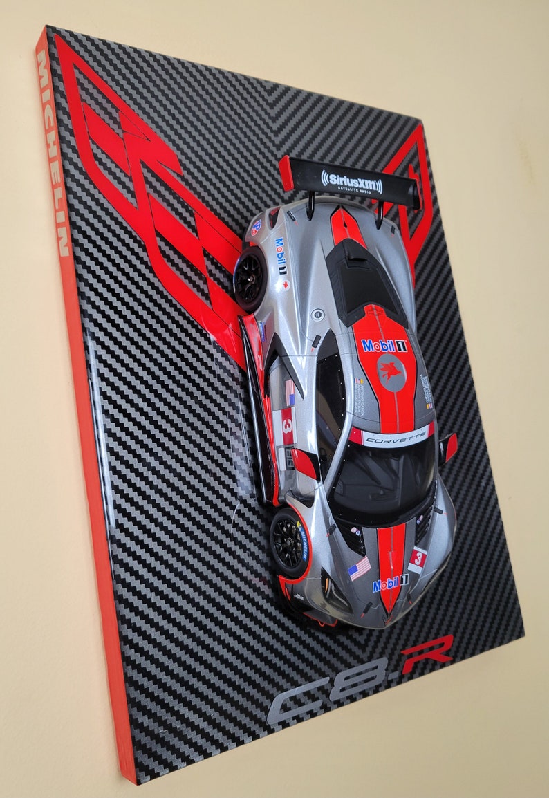 1/18 Corvette Racing C8.R 2021 Sebring #3 on A Wall Hanging Model Mount ...
