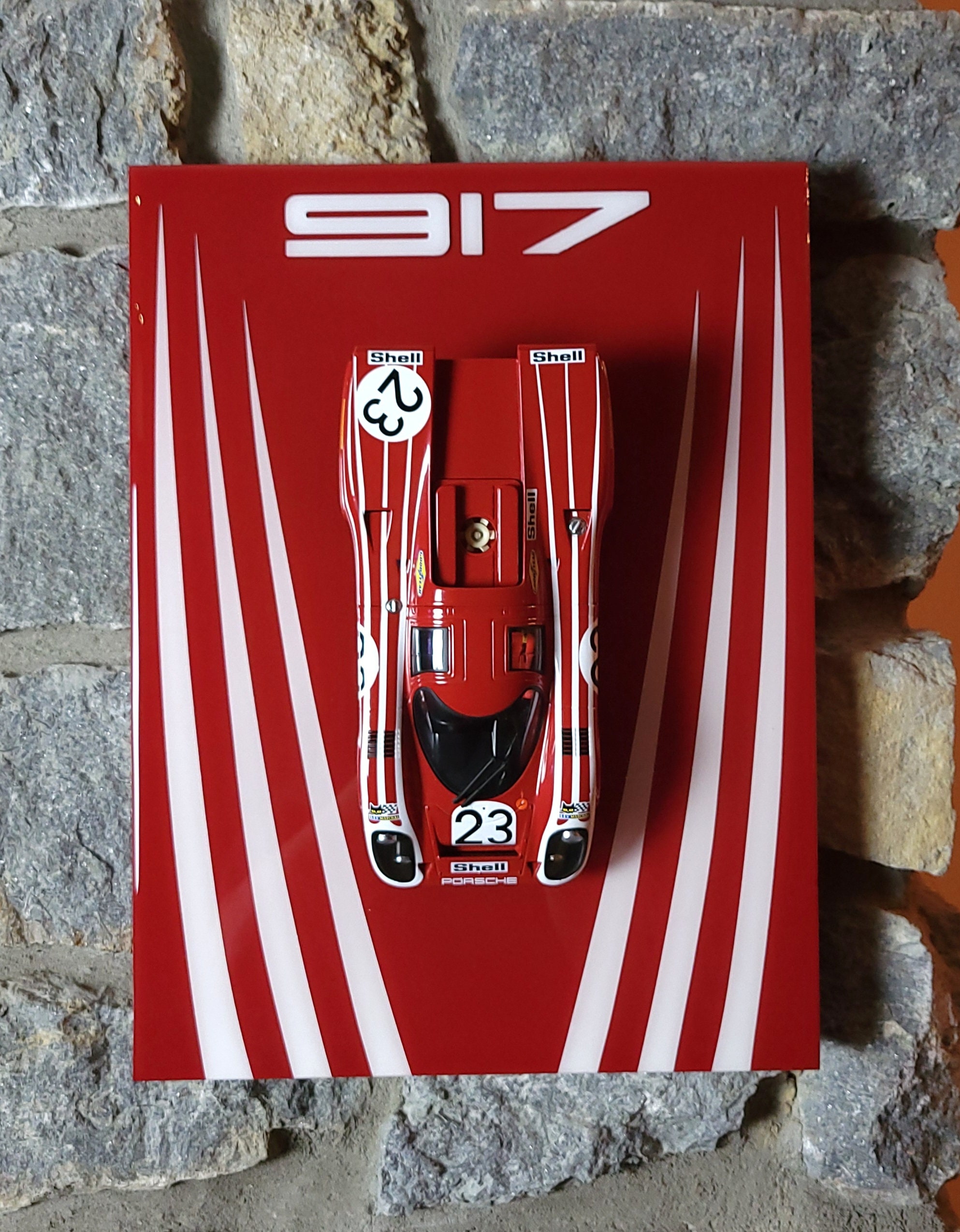 1/18 Porsche 917K Salzburg CMR on A Livery Themed Handmade Wall Hanging ...