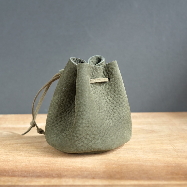 Handmade Small Leather Drawstring Pouch Bag, Leather Coin Pouch Bag ...