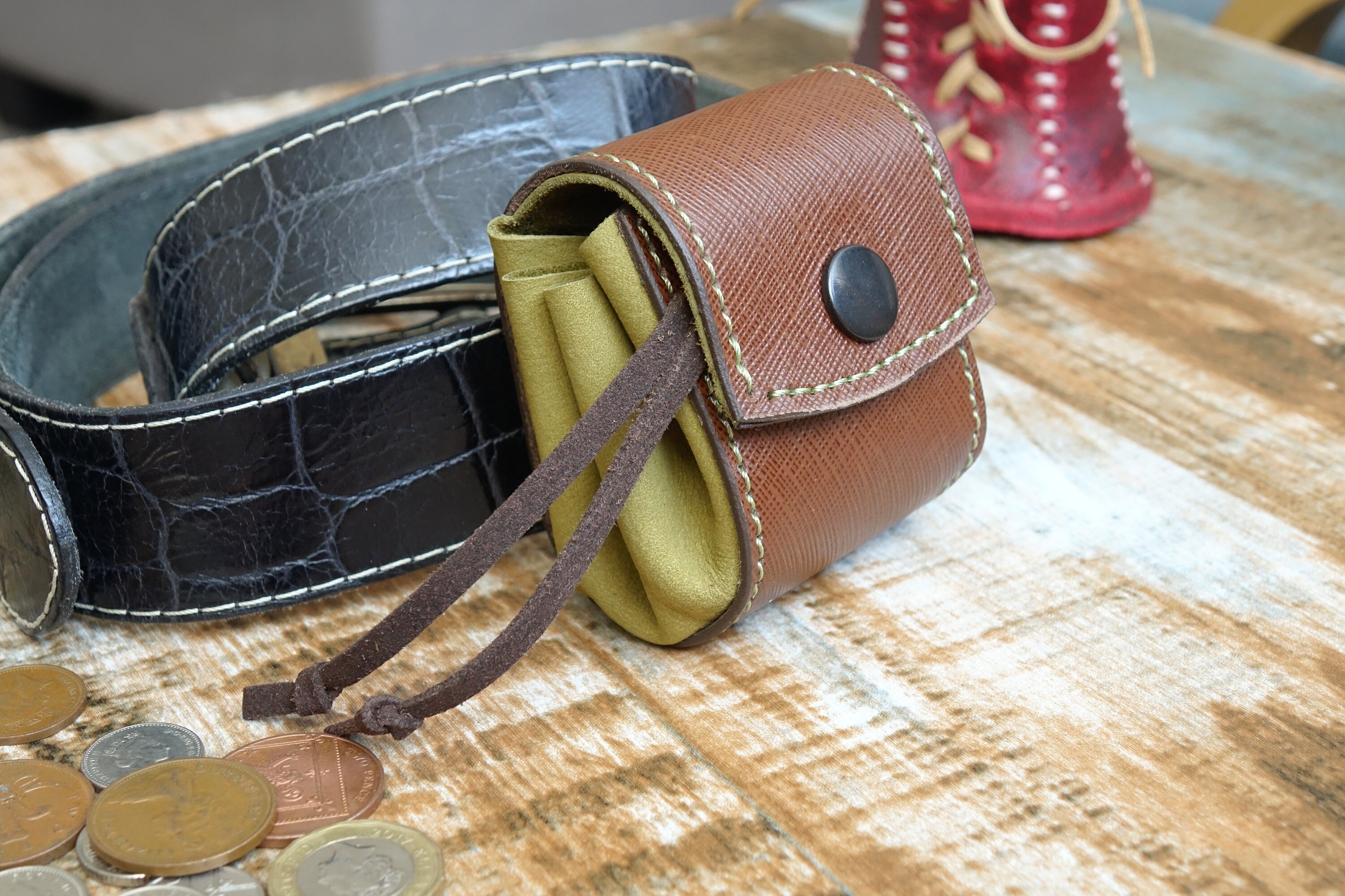 Handmade Druid Leather Pouch, Leather Coin Pouch, Belt Coin Bag ...