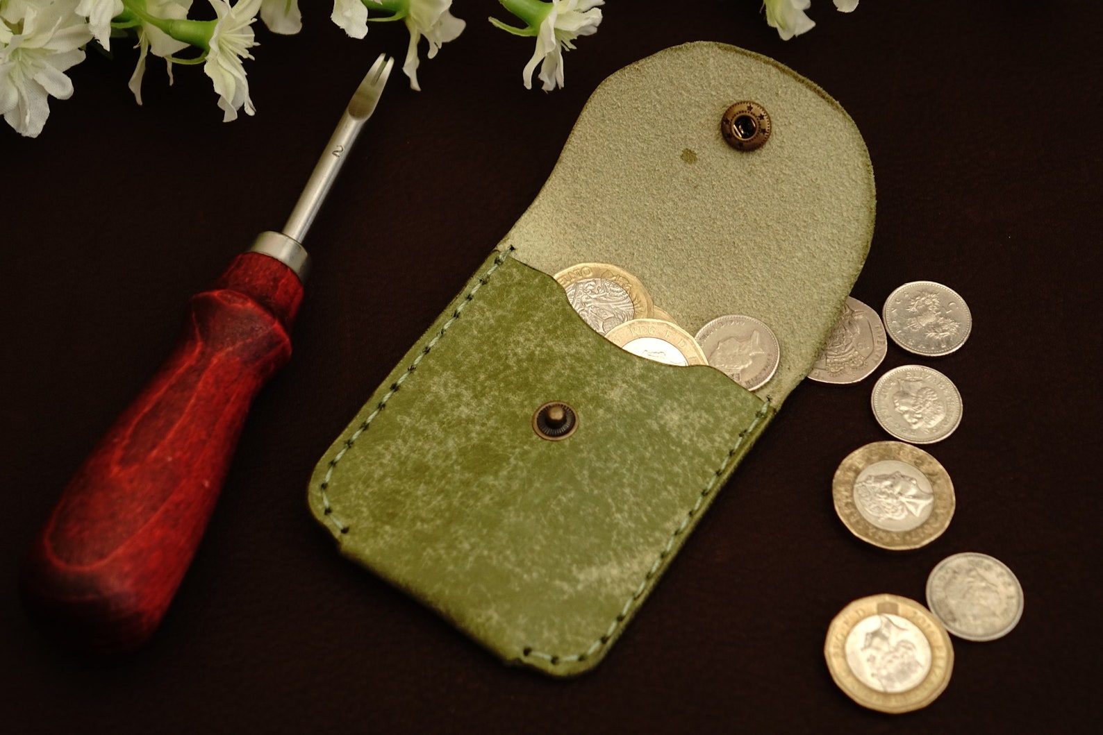 Handmade Leather Coin Purses, Leather Coin Pouch, Leather Coin Holder ...