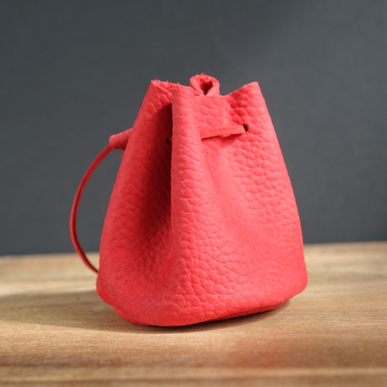 Handmade Small Leather Drawstring Pouch Bag, Leather Coin Pouch Bag ...