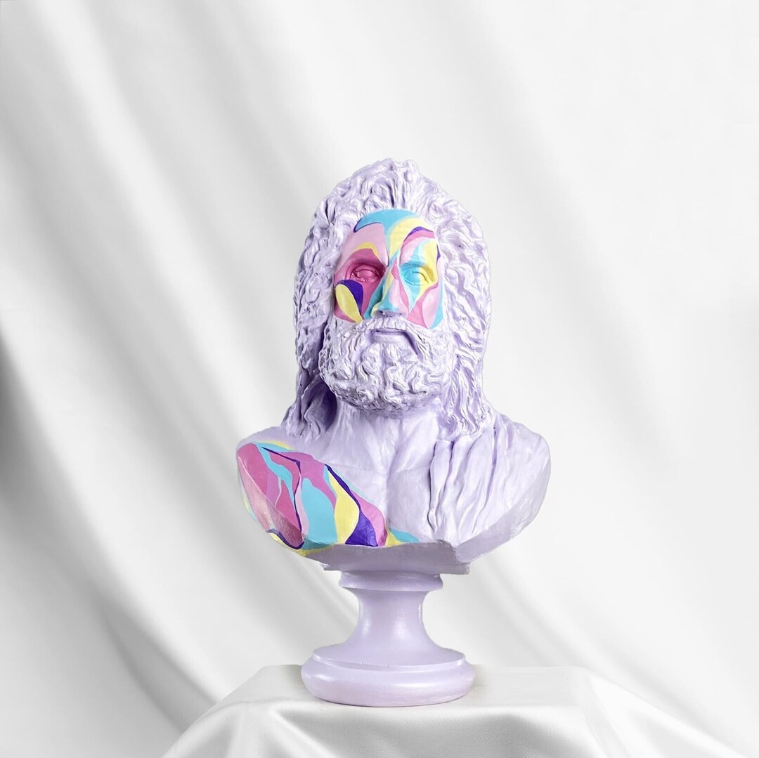 Zeus Pop Art Sculpture, Large Zeus Sculpture Statue, Zeus Bust Statue ...