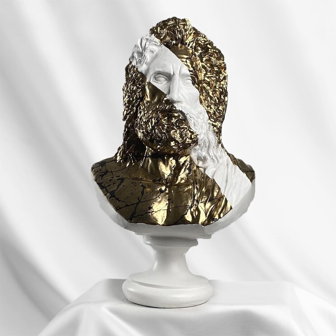 Zeus Pop Art Sculpture, Large Zeus Sculpture Statue, Zeus Bust Statue ...