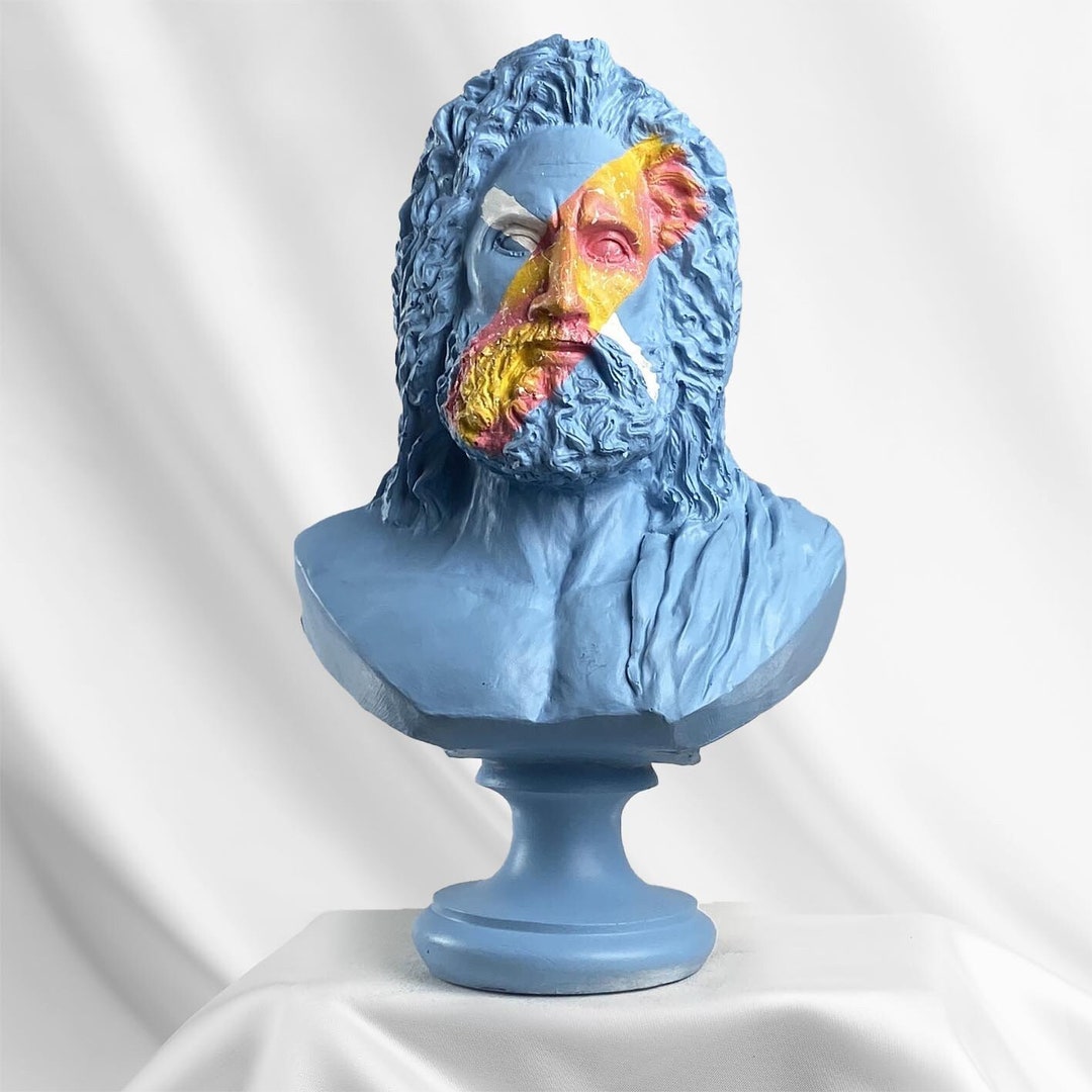 Zeus Pop Art Sculpture, Large Zeus Sculpture Statue, Zeus Bust Statue ...