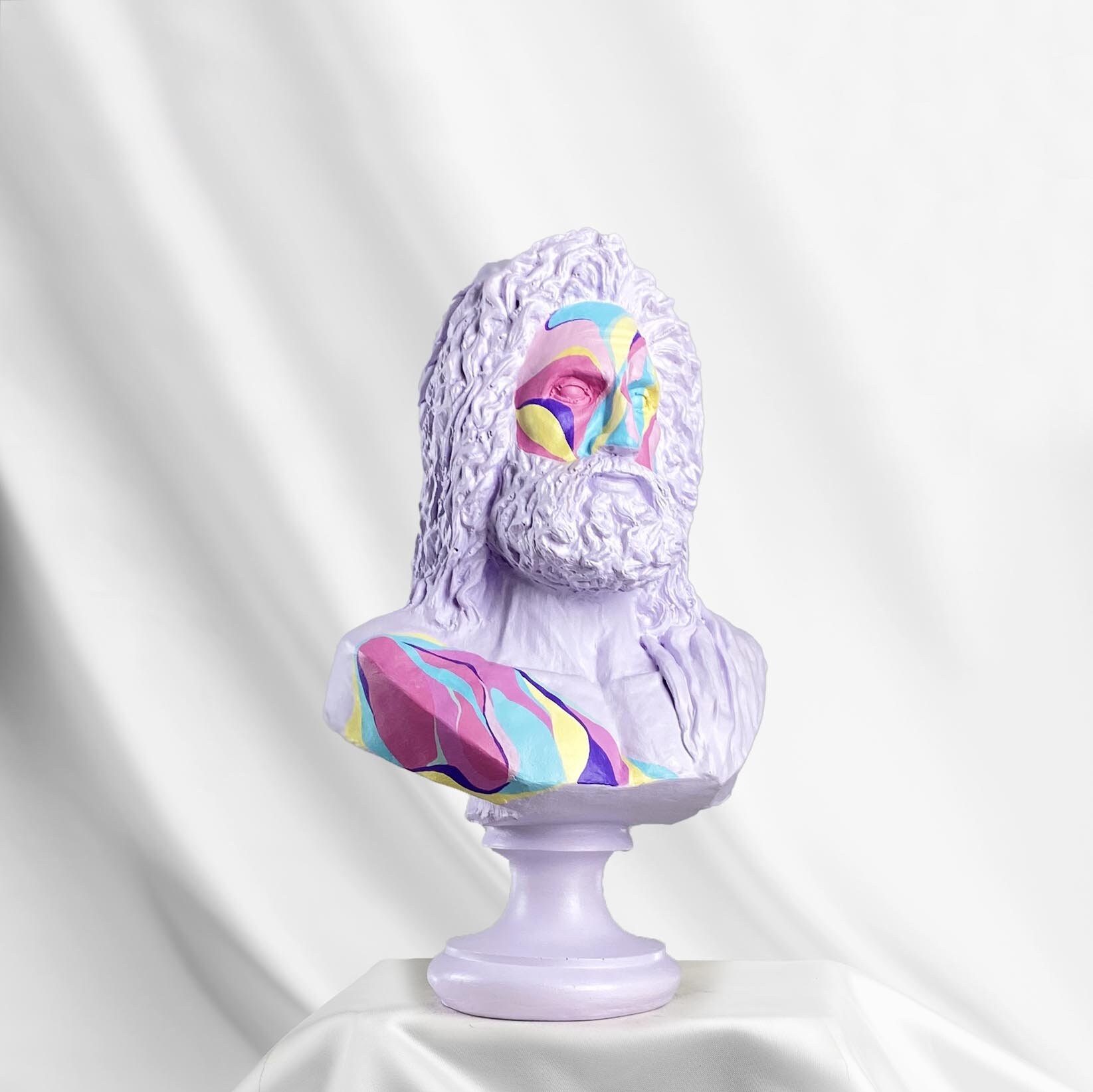 Zeus Pop Art Sculpture, Large Zeus Sculpture Statue, Zeus Bust Statue ...