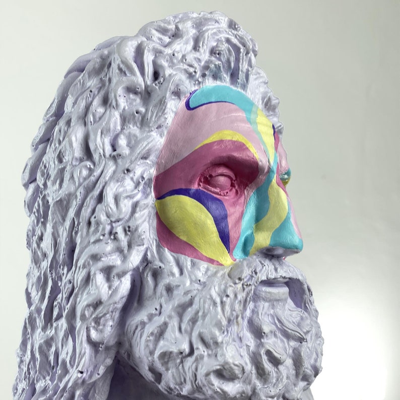 Zeus Pop Art Sculpture, Large Zeus Sculpture Statue, Zeus Bust Statue ...