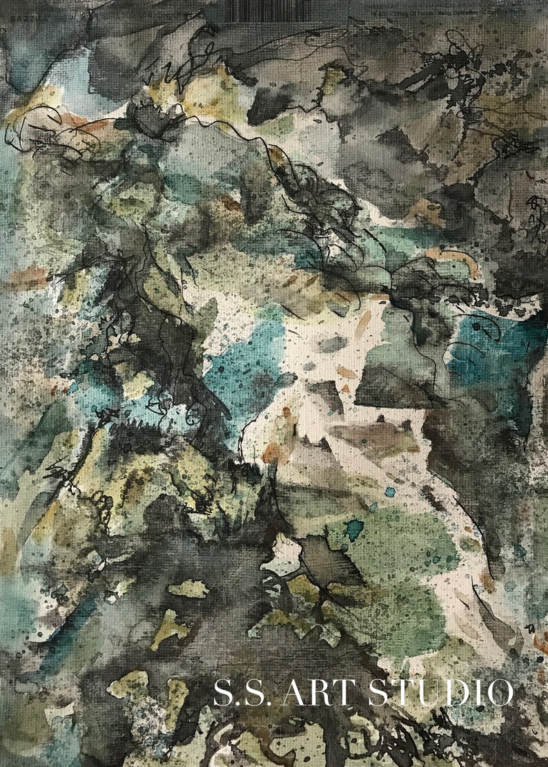 Printable Watercolor Painting/ Abstract Patches Art/ Wall Art/digital ...