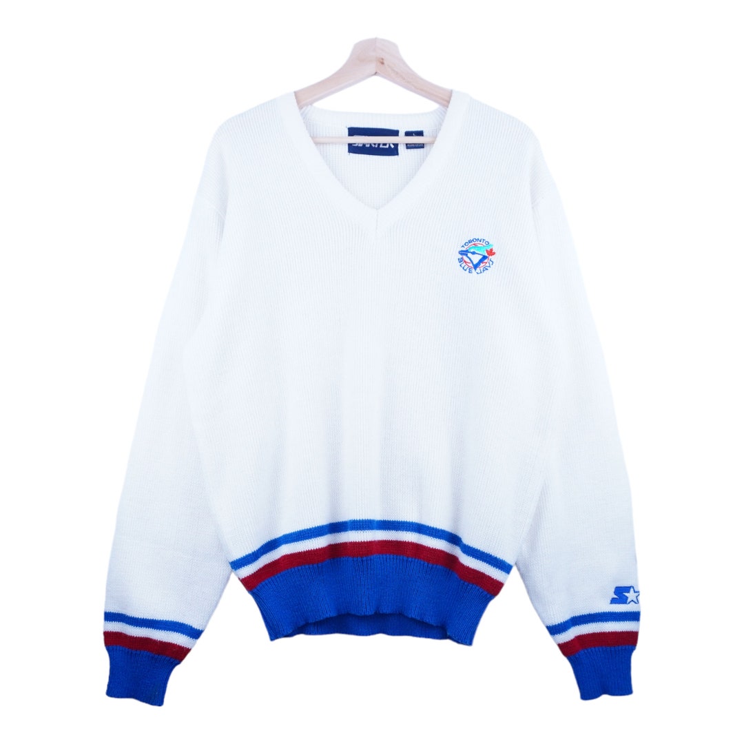 80s Starter Toronto Blue Jays MLB Sweater White Blue M/L - Etsy