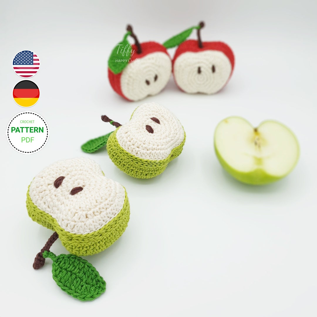 Half Apple for Grocery Store Accessories | Fruit and Vegetable Crochet ...