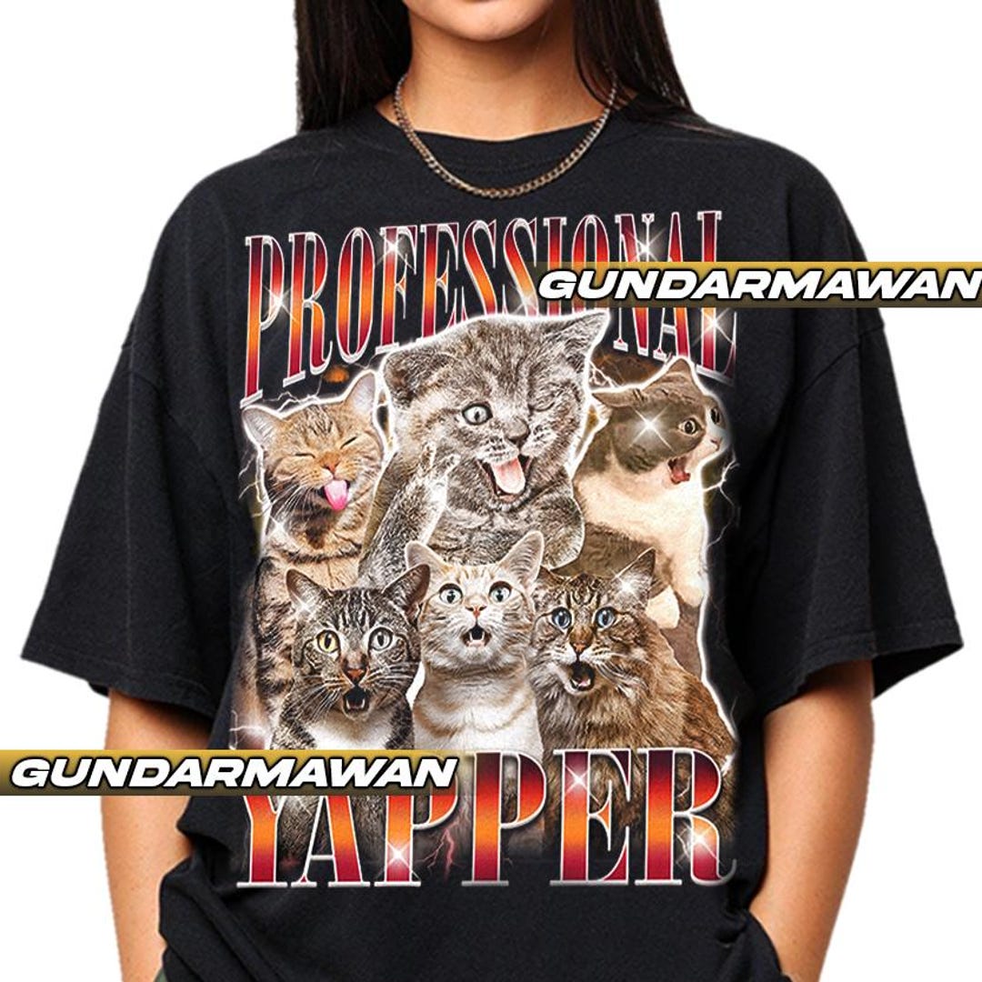 Professional Yapper Shirt – Funny Cat Meme Tee, Vintage Bootleg Style ...