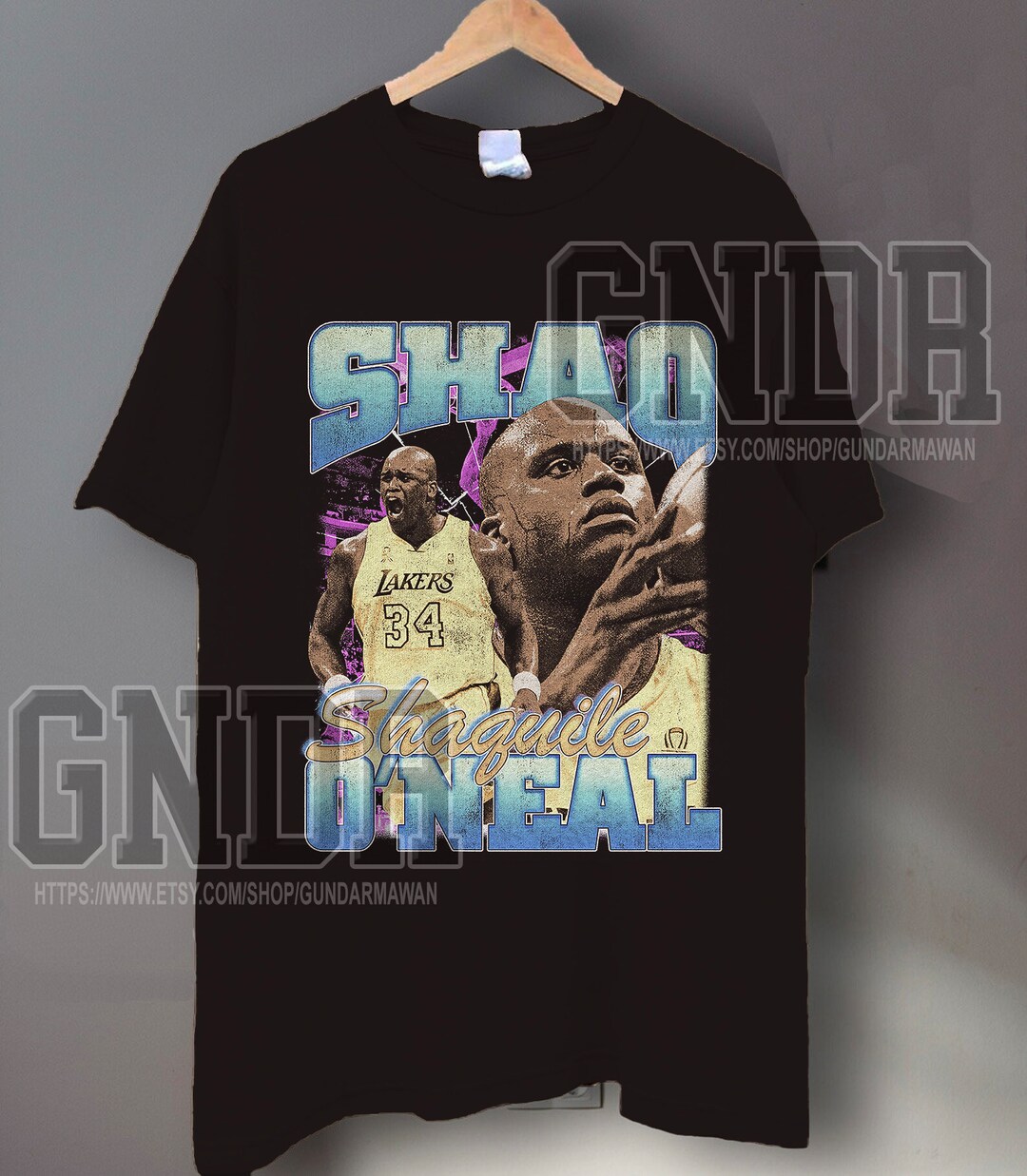 Shaquille Shaq O'neal 90s Vintage Bootleg Distressed T-shirt, Los ...