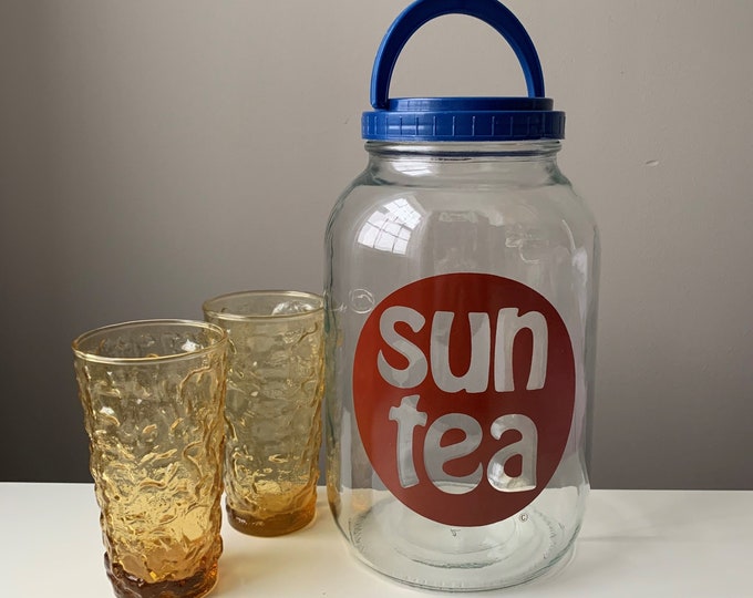 Vintage Sun Tea Jar With Blue Lid 3L - Etsy