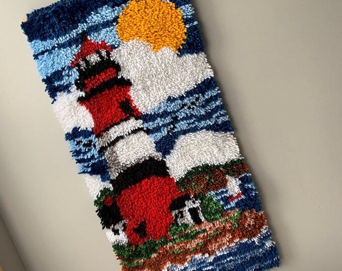 Vintage Lighthouse Latch Hook Rug Wall Hanging - Etsy