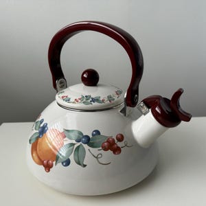 Vintage Corelle Abundance Enamel Tea Kettle - Etsy
