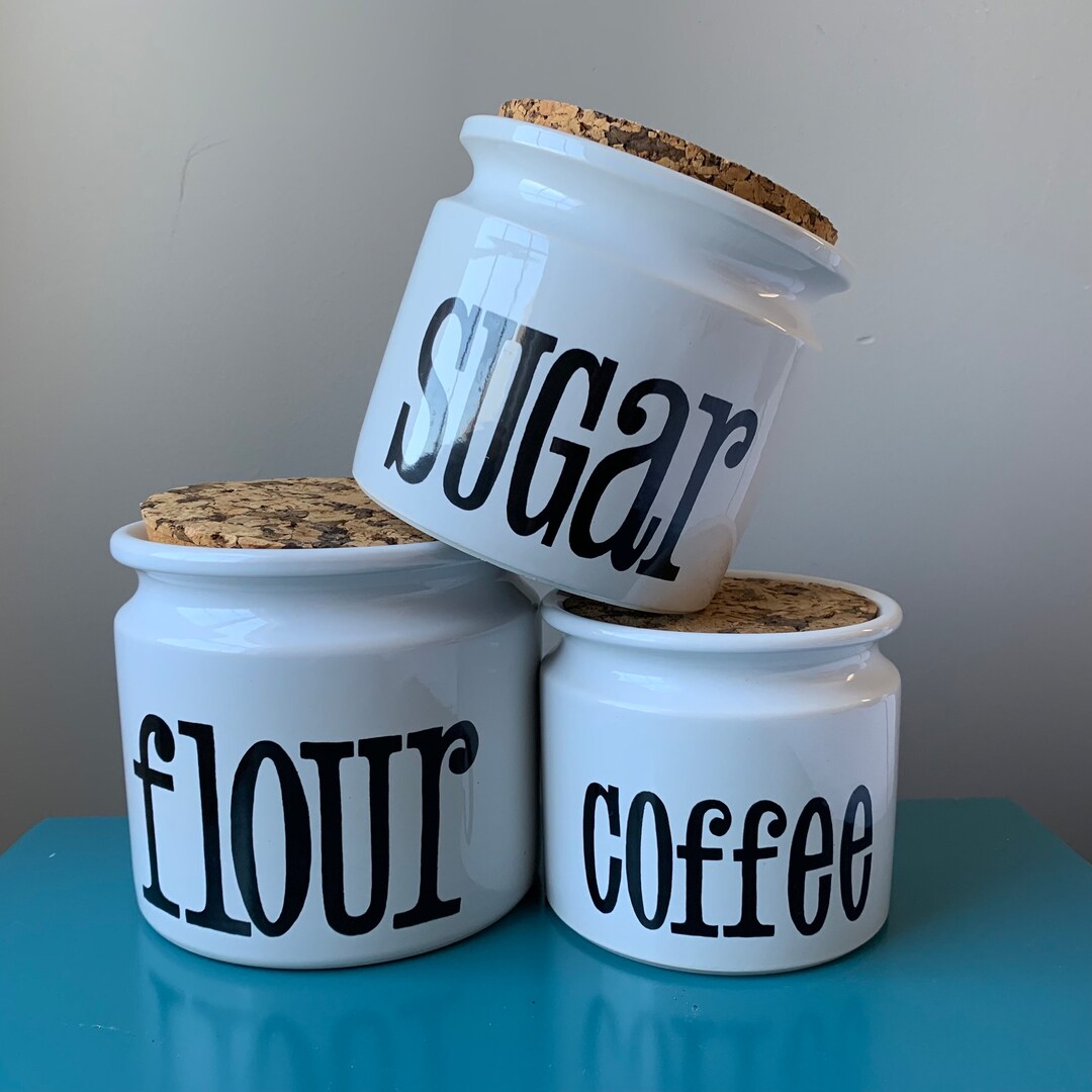 Vintage Spectrum Typography Canisters Set of 3 Black & White - Etsy