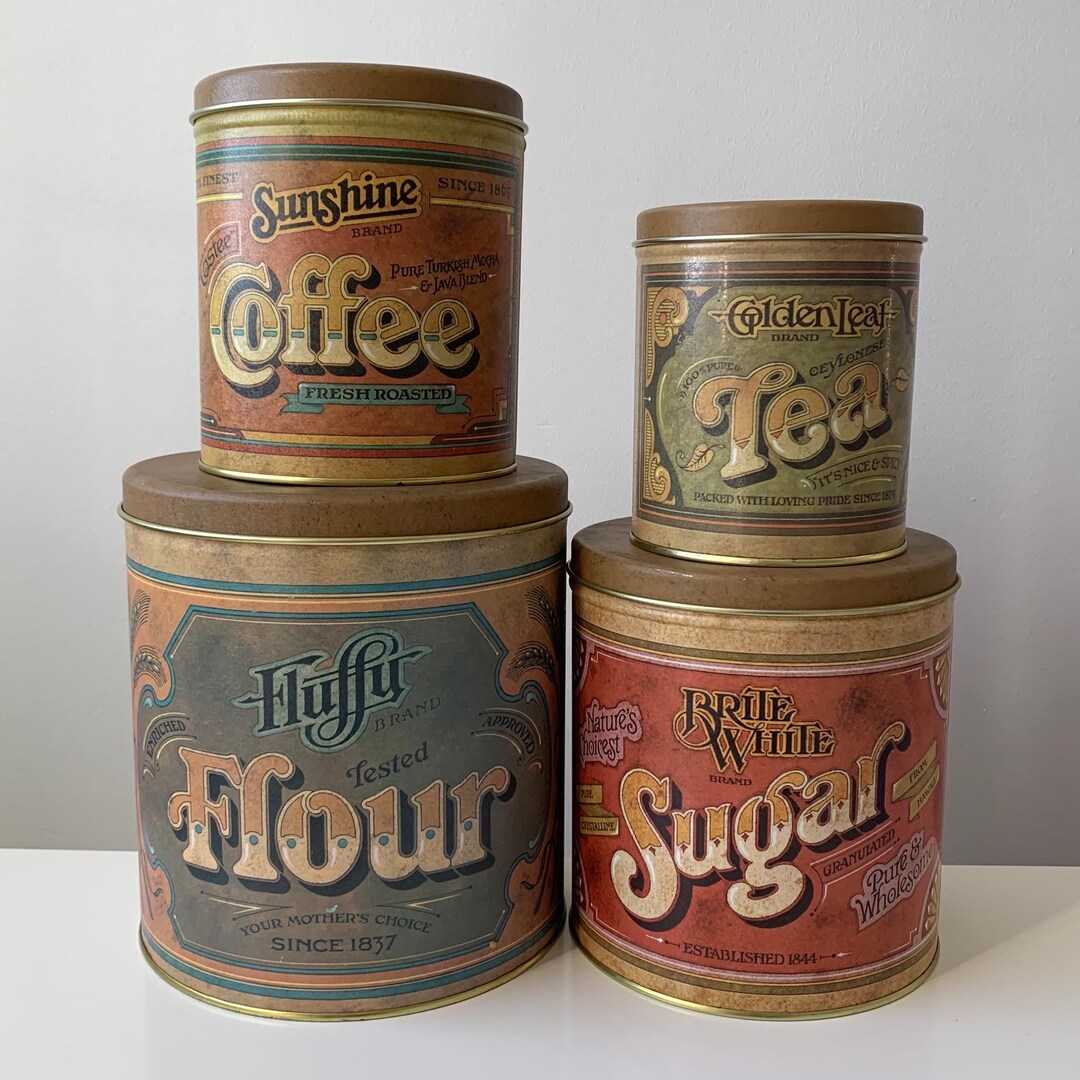 70's Ballonoff Tin Canisters Set of 4 - Etsy