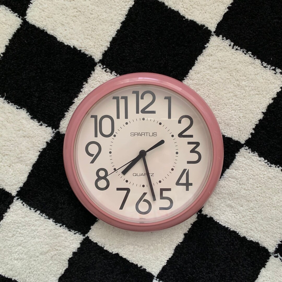 80's Spartus Plastic Wall Clock Pink - Etsy