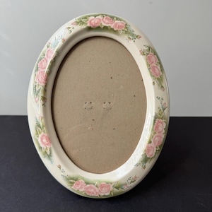 Vintage 5x7 Oval Picture Frame Pink Roses - Etsy