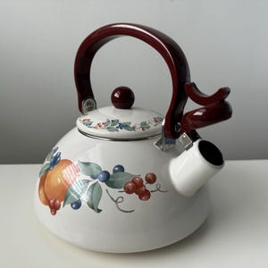 Vintage Corelle Abundance Enamel Tea Kettle - Etsy