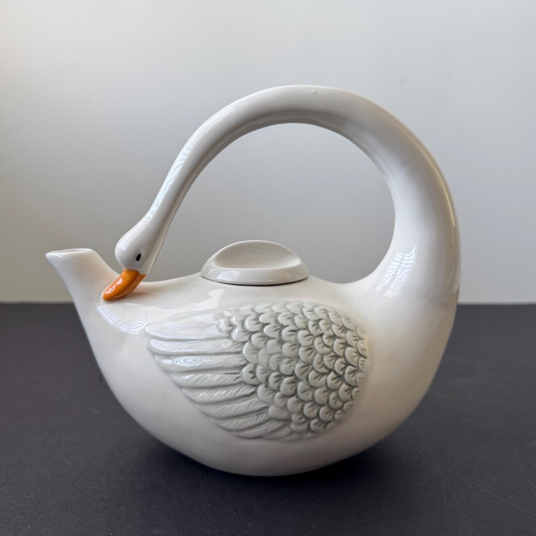 Vintage Small Swan Teapot Ceramic - Etsy
