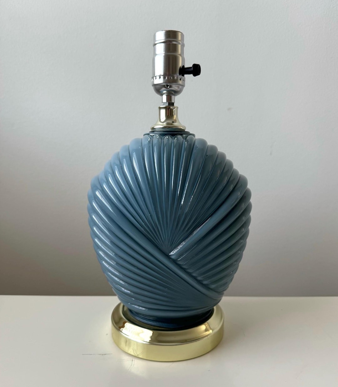 80's Deco Scalloped Lamp Light Blue - Etsy