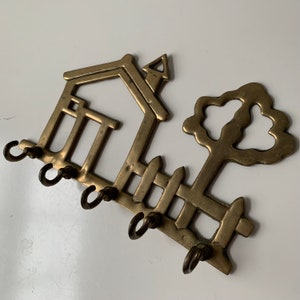 Vintage Brass Key Holder Tree & House - Etsy