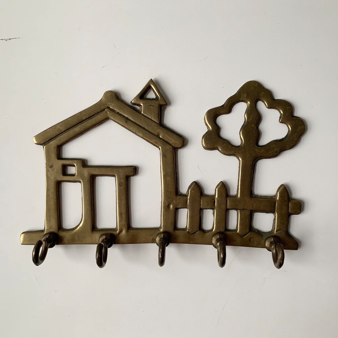 Vintage Brass Key Holder Tree & House - Etsy