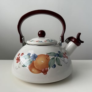 Vintage Corelle Abundance Enamel Tea Kettle - Etsy